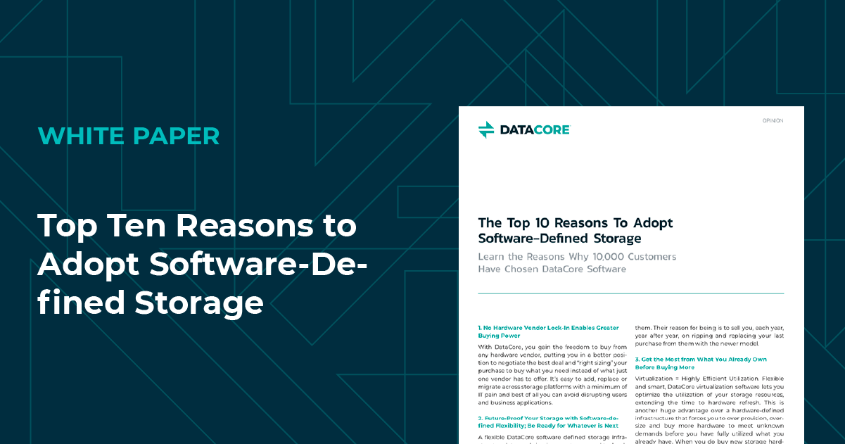 Top 10 Reasons To Adopt Software Defined Storage Datacore Software
